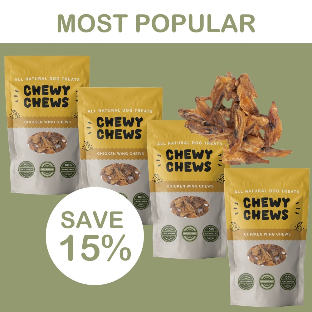4x 100g Packs of Chicken Wing Chews – Chewy Chews