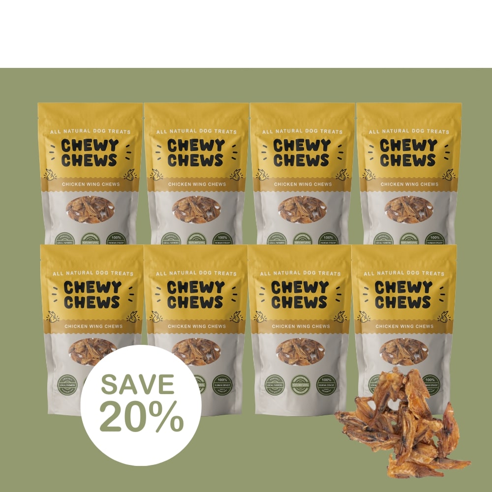 8x 100g Packs of Chicken Wing Chews – Chewy Chews