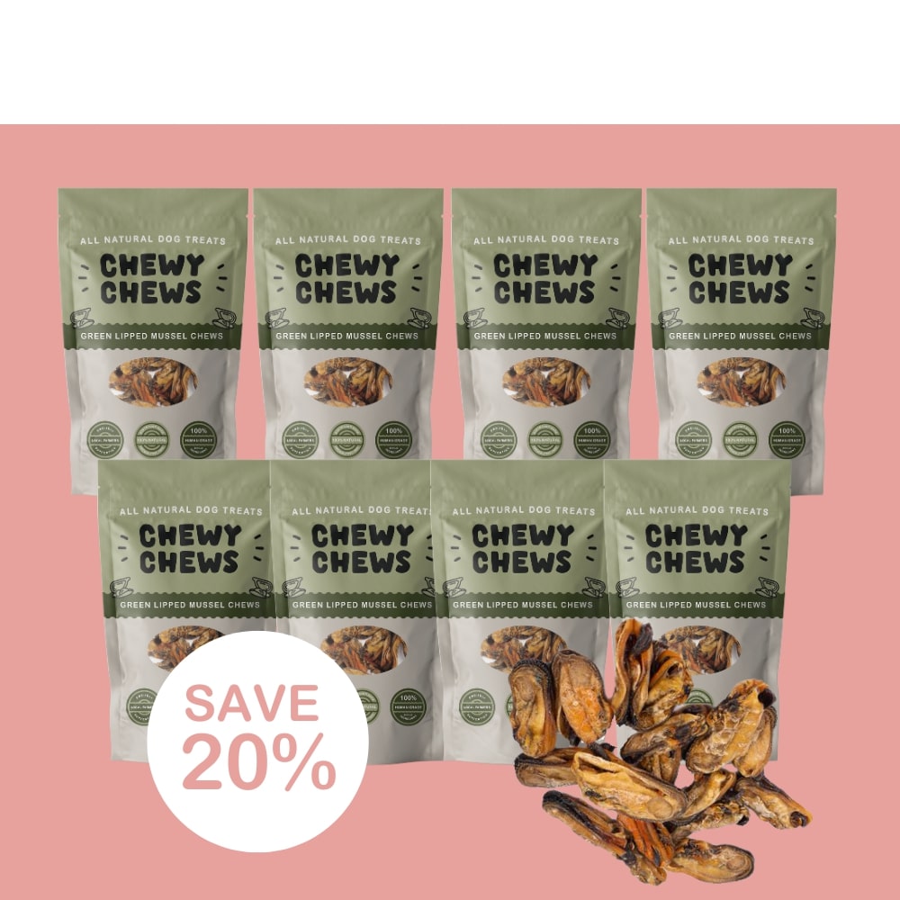 8x 100g Packs of Green Lipped Mussel Chews – Chewy Chews